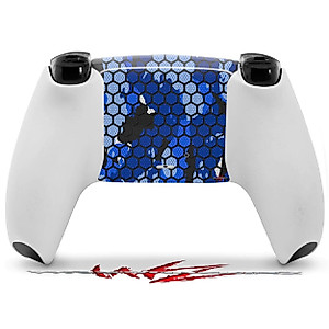 WraptorSkinz Skin Wrap Compatible with Sony PS5 DualSense Controller HEX Mesh Camo 01 Blue Bright (Controller NOT Included)