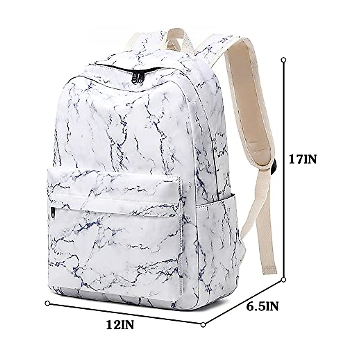 LIMHOO School Backpack for Teen Girls, Teenagers School Bags, Women Work/Business/Travel Rucksack 14Inch Laptop Bag (Marble)