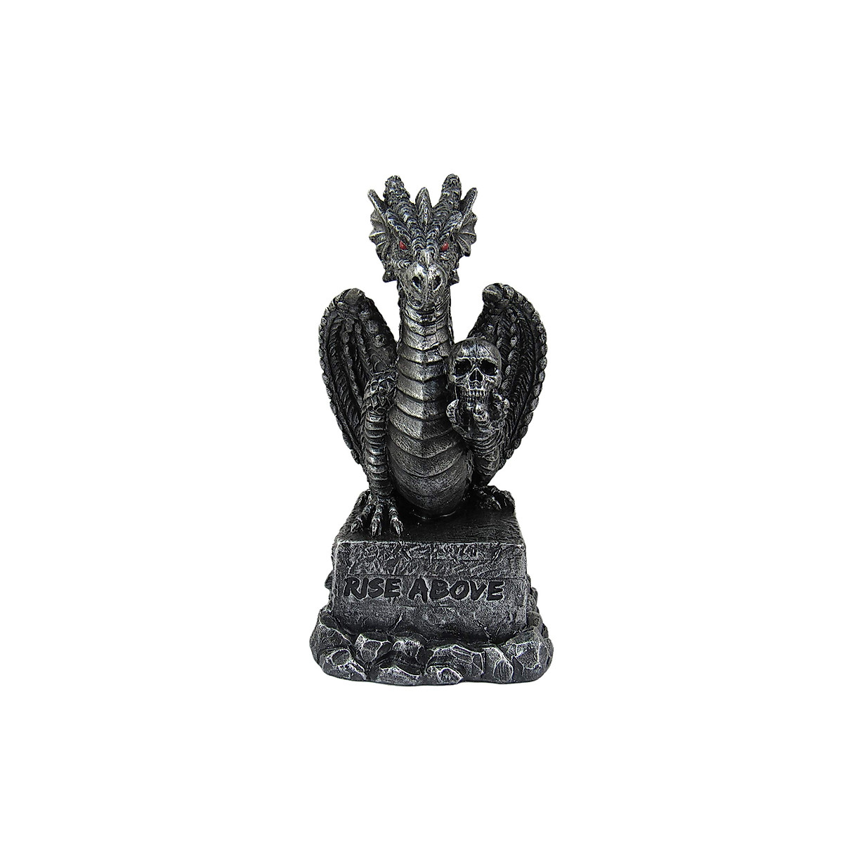 DWK Pewter Dragons Motivational Gothic Decor Mini Figurines | 4 Piece Set Medieval Home Decor and Dragon Garden Decor | Medieval Mini Statues Gifts for Meditation - 5"