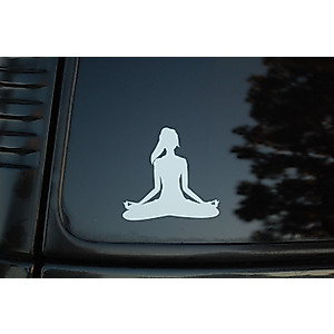 Yoga Girl Sticker Vinyl Decal Namaste Choose Color!! Car Window Laptop (V12) (White)