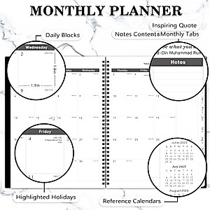 Monthly Planner 2023-2025 - 2023-2025 Monthly Planner With Tabs, Jul. 2023- Jun. 2025, 9" x 11", 24-Month Planner with Pocket & Label, Contacts and Passwords, Thick Paper, Twin-Wire Binding - Black by Artfan