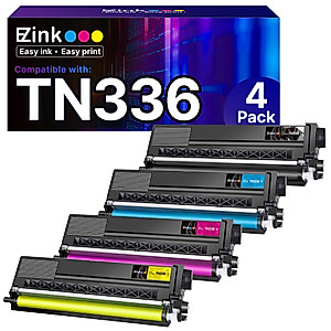 E-Z Ink (TM) Compatible Toner Cartridge Replacement for Brother TN336 TN331 TN-336 TN-331 Compatible with HL-L8350CDW MFC-L8850CDW MFC-L8600CDW HL-L8350CDWT (Black Cyan Magenta Yellow, 4 Pack)