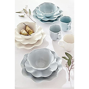 Portmeirion Sophie Conran Floret Stoneware All Purpose Bowls 7 Inch Set of 4 - Dishwasher & Microwave Safe Great Kitchen Home Use for Serving Cereal Soup Salad & More, Robins Egg