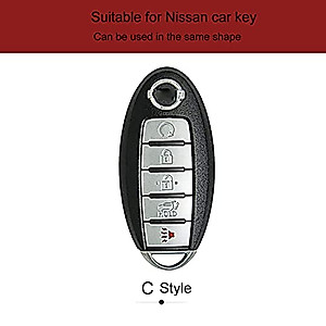 ZiHafate Leather Car Key Fob Cover Compatible with Nissan Keyless Remote Control for Nissan X-Trail Rogue Altima Quest Pathfinder Sentra Patrol CIMA Fuga Armada Teana Murano etc (C-Black), B Style