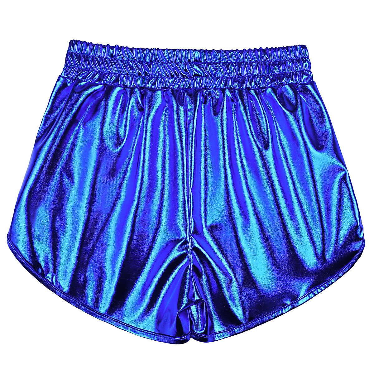 Shiny Blue Shorts Girls Metallic Shorts Sparkly Shiny Hot Pants Size 8 10 Dance Bottoms