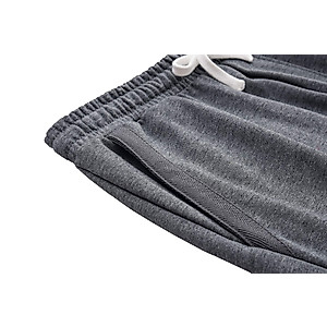 VANCOOG Men's Casual Sport Shorts, Loose Fit and Elastic Waist Workout Training Pants-Grey-XXL