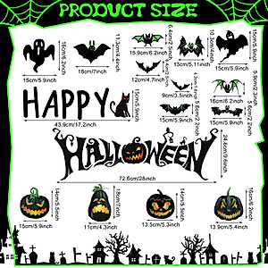 28 Pcs Halloween Garage Door Decorations Magnets Black Bats Glow in The Dark Garage Door Magnets Luminous Pumpkin Bat Automotive Magnetic Decorations Halloween Car Reflective Magnet for Party Decor
