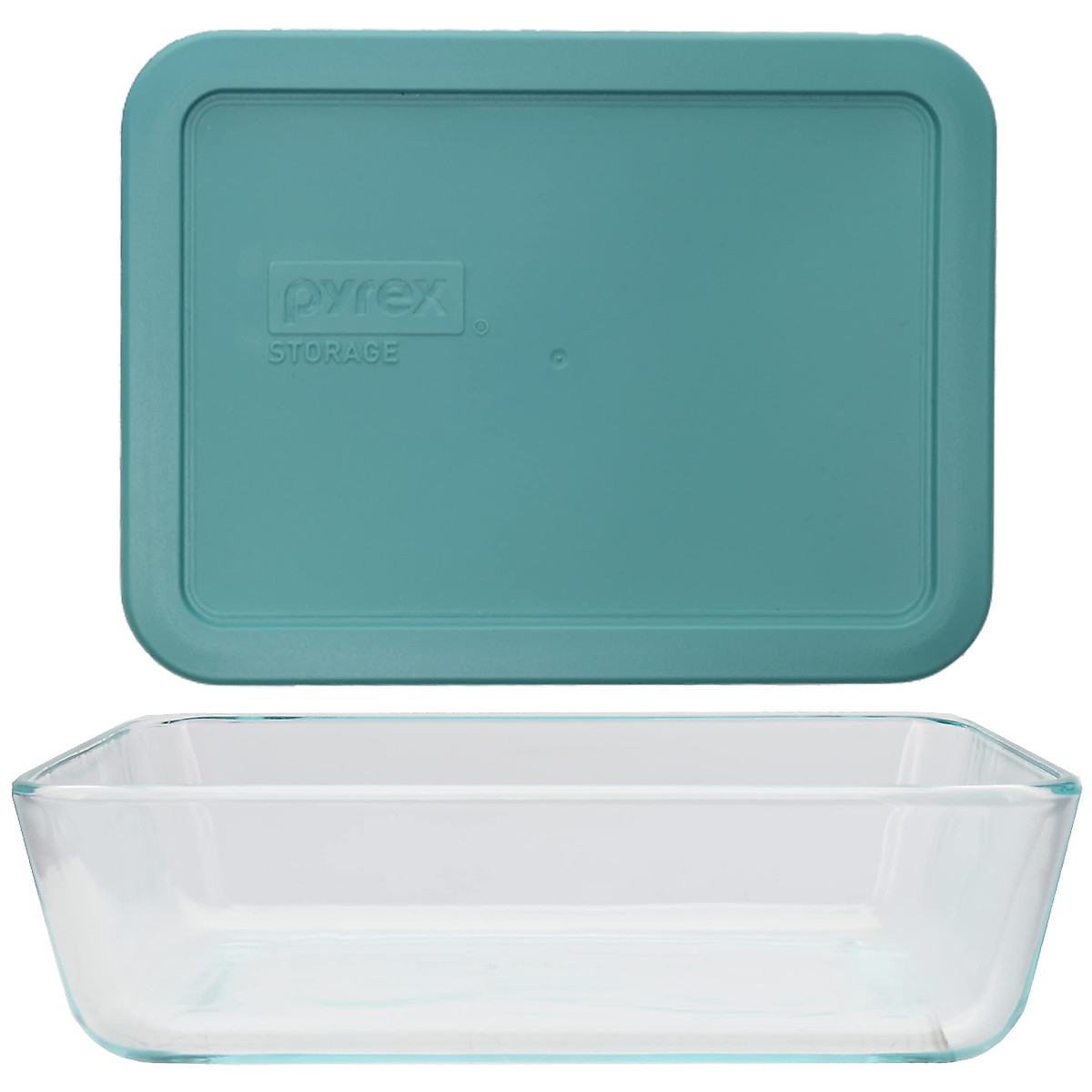 Pyrex (1) 7210 3-cup Glass Container & (1) 7210-PC 3-Cup Jade Dust Green Lid Made in the USA