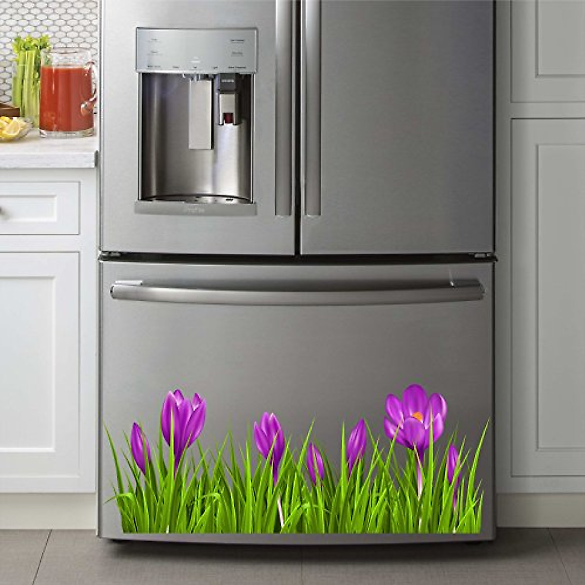Crocus Grass Fridge & Washing Machine Vinyl Decal (Print, 27x10)