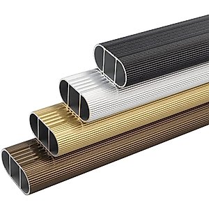 Btibpse Oval Closet Rods Heavy Duty Aluminium Alloy Wardrobe Rod Application Clothes Hanging Oval Rod 18/20/24/31/39 Inch for Closet Wardrobe (Black, 39")
