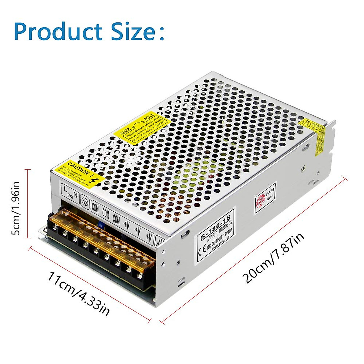 SHNITPWR 18V 10A 180W Power Supply Adapter Transformer AC 110V 220V to DC 18 Volt 10amp 9A 8A 7A 6A 5A 1A Converter LED Driver 3 Output Ports for LED Light 3D Printer CCTV Camera