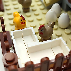 ZHX Farm Animals Hen House Chicken Coop Building Blocks Toys for Kids MOC Bricks Parts Fences Around Compatible with Classic Building Bricks Gifts for 6 7 8 9 10 and Up Year Old Girl Boy