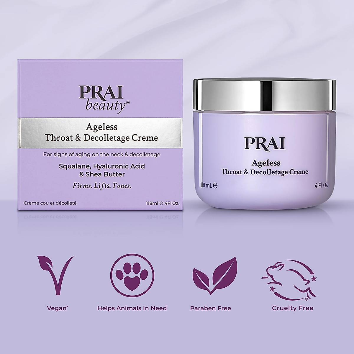 PRAI Neck Creme for Tightening & Firming Beauty | Neck Firming Cream That Boosts Elasticity | Cruelty & Paraben-Free Vegan Neck Tightening Cream | Neck and Chest Firming Cream With Hyaluronic Acid