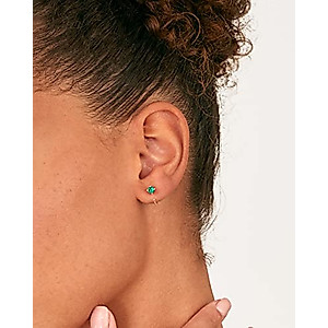 PAVOI 14K Yellow Gold 925 Sterling Silver Huggie Half Hoop Earrings for Women | Tiny Boho Green Cubic Zirconia Cartilage Earring