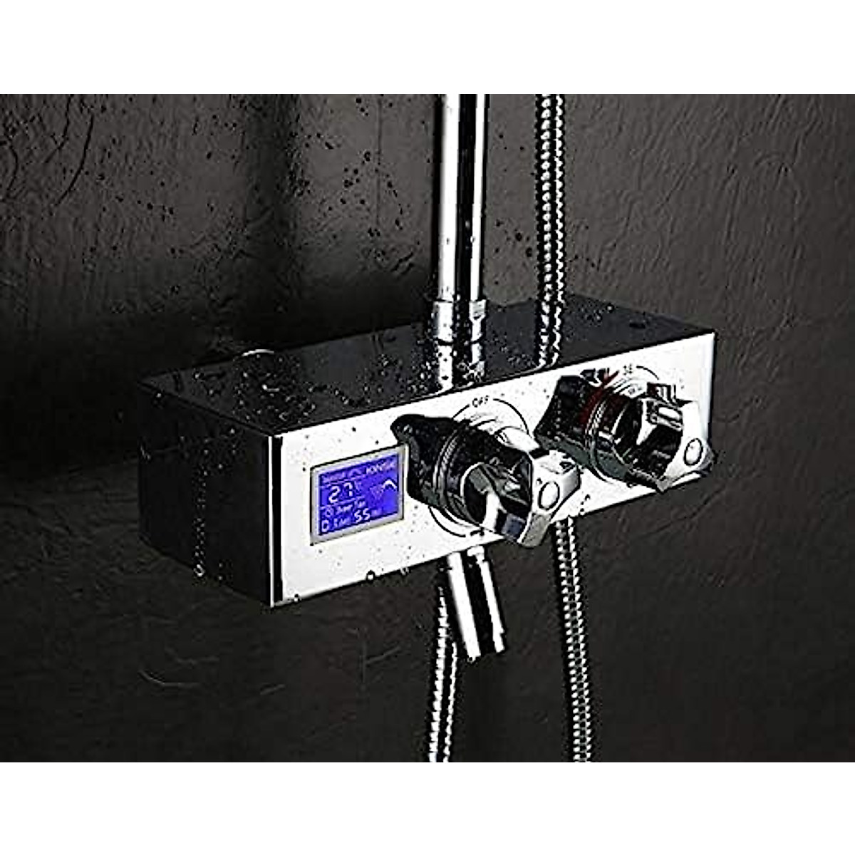 Kitchen Taps Brass Wall Mounted Bathroom Thermostatic Faucets Mixer Bath Shower Set With Square Shower Head Chrome Finish