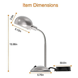 LEPOWER Metal Desk Lamp, Flexible Goose Neck Table Lamp, Eye-Caring Study Desk Lamp with E12 Lamp Base, Adjustable Desk Lamp for Living Room, Bedroom, Study Room and Office (Silver)