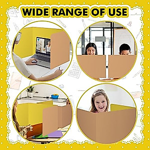 12 Pcs Privacy Folders for Students Yellow Desk Dividers Classroom Test Dividers Privacy Boards for Student Desks Privacy Panel Partitions Trifold Desk Dividers for School