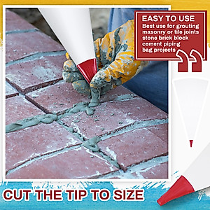 Gueevin 6 Pcs Tile Grout Masonry Mortar Bag with Molded in Tip Tear Puncture Resistant Heavy Duty Vinyl Piping Cement Bag 13 x 24 Grout Bag Masonry Tools for Tile Installation Work (Red)