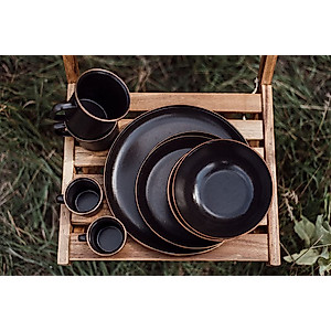 Barebones Enamel Bowls- Dishes Set of 2- Formal Enamel Bowl and Enamelware Set for Camping and Everyday Use- Charcoal