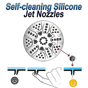 HOPOPRO High Pressure Shower Head with 5 Functions, 6 Inch Fixed Shower Head High Flow Rain Shower Head for Luxury Shower Experience