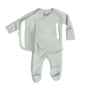 Bonsie Skin to Skin Babywear Footie - Green Baby Footed Bodysuit - Avocado (0-3 Months)