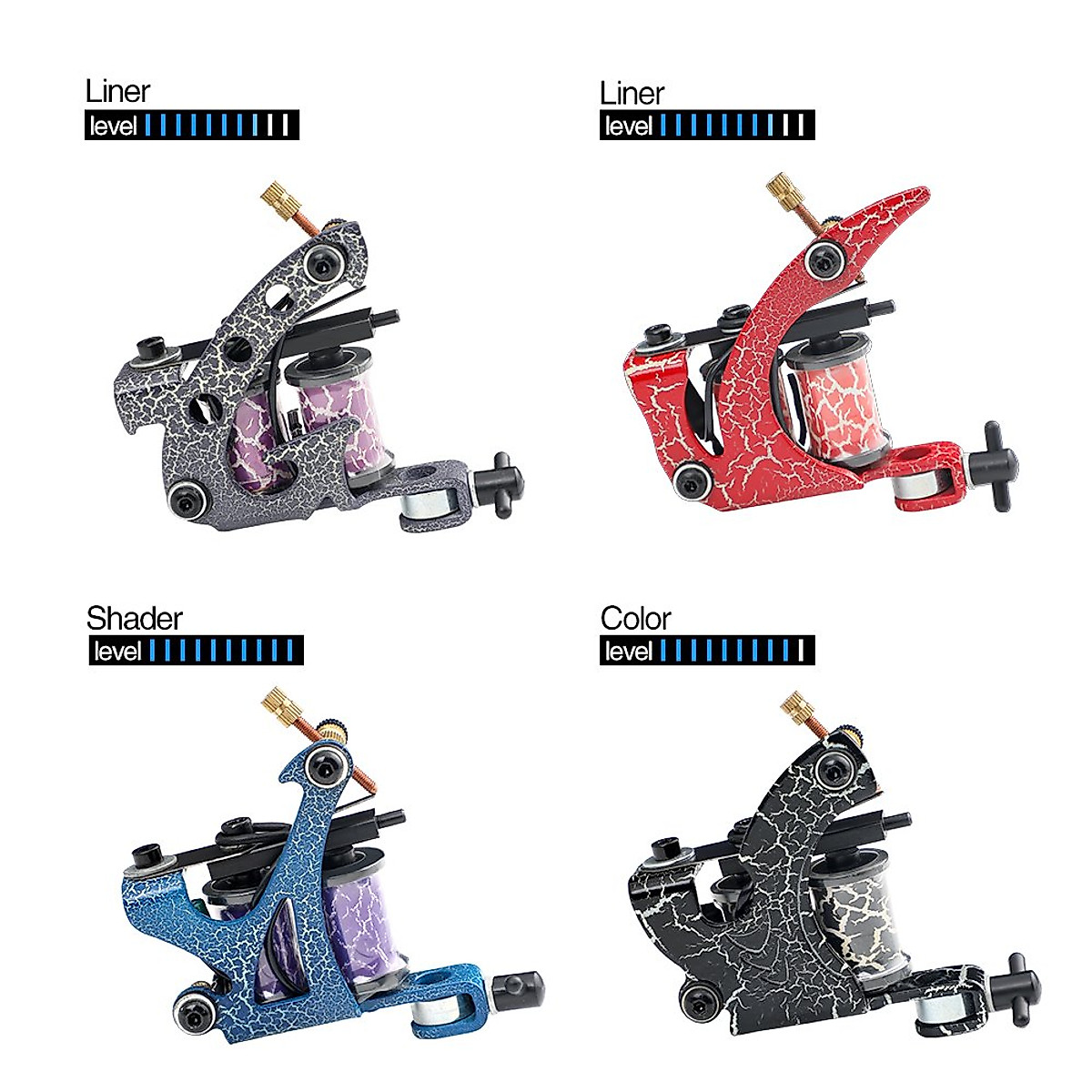 Solong Complete Tattoo Kit 4 Pro Machine Guns 54 Inks Power Supply Foot Pedal Needles Grips Tips Carry Case TK456-US