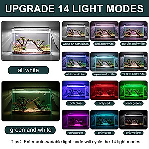 AQQA Aquarium Light with 14 Fish Tank Light Modes Adjustable Brightness Timer 15W LED Aquarium Light for Plants， Aluminum Alloy Shell Extendable Brackets Fit for 12-20 Inch Fish Tank