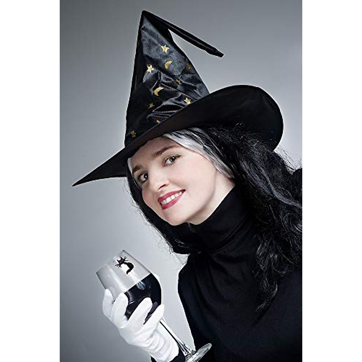 Simply Charmed Halloween Black Cat Magnetic Wine Glass Charms - Wine Magnet Drink Markers Set of 6