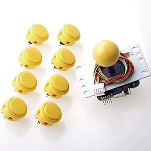 Sanwa JLF-TP-8YT Joystick + Sanwa 8 pcs OBSF-30 Push Button Bundle Kit Color : Yellow - for Arcade Game 4 & 8 Way Adjustable, Compatible with Catz Mad SF4 Tournament Joystick S@NWA