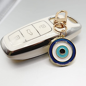 MyfavoriteK Shining Enamel Evil Eye Keychain for Women Protection Good Luck Charms Key Chain for Car Keys Holder Bag Purse (Blue)
