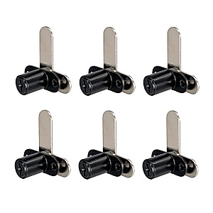 Xnrtop Cam Locks Cabinet Locks Keyed Alike， Cylinder Length Fits on 0.4'', Secure File Drawer Mailbox RV Storage Tool Box Replacement Lock Set, Zinc Alloy(5/8 Inch 6Pcs) (Black, 19mm)