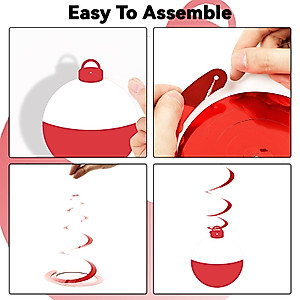 60PCS Gone Fishing Party Hanging Swirls Fishing Birthday Decoration Fishing Bobber Party Streamers Fishing Themed Ceiling Streamers for Fisherman Ideas Photo Props Baby Shower Birthday Party Supplies