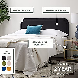 Edenbrook Miller Low Profile, Performance Velvet Headboard for Full Size Bed-Black Upholstered Full Headboard