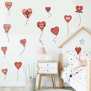 Valentine's Day Wall Decals Heart-Shaped Balloon Wall Stickers DIY Removable Mural for Nursery Baby Room Bedroom Doors Windows Valentine's Day Party Wall Decor