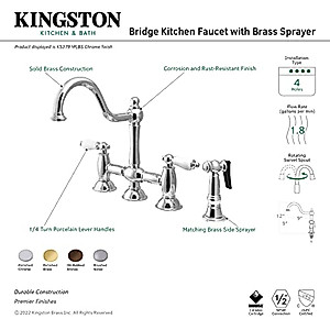 Kingston Brass KS3795PLBS Restoration 8-Inch Center Kitchen Faucet with BRS SPR, Oil Rubbed Bronze
