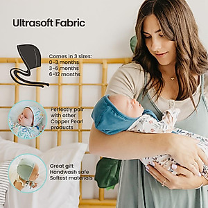 Copper Pearl Baby Bonnets: Ultra-Soft, Comfy to Wear, Tie-On Infant Sun Hat for Protection Against UV Rays, Trendy Coordinating Designs Swaddles, 0-3 Months - Marigold