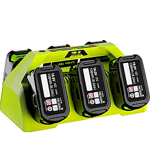 Supowill P135 18V 6-Port Charger for Ryobi 18V Charger,Compatible with Ryobi 18V ONE+ Battery P102 P103 P104 P105 P106 P107 P108 P109 PBP002 PBP003,for Ryobi 18V Battery Charger