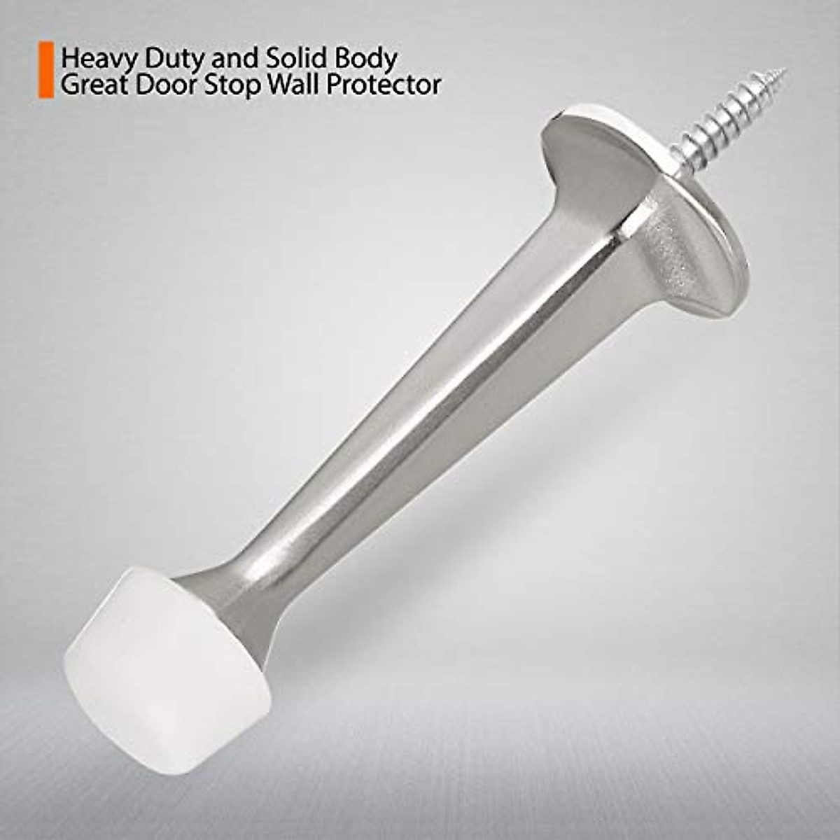 KOVOSCH Solid Rigid Door Stops with Soft Rubber Tips - Heavy Duty Durable Door Stoppers Wall Protector（Satin Nickel,2 Pack）