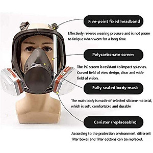 No/Brand 15in1 Full Face Respirator Reusable,Full Face Wide Field of View,Widely Used in Organic Gas,Paint spary, Chemical,Woodworking(for 6800 Respirator)