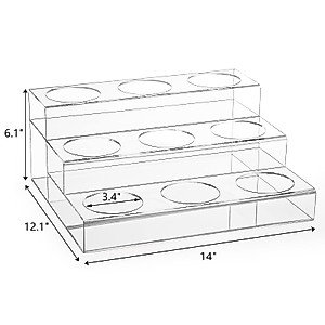 Frcctre 3 Tier Acrylic Wine Bottle Holder, 9 Bottles Coffee Syrup Organizer Rack Wine Display Stand Riser Display Shelf Countertop Tiered Storage Holder for Wine, Champagne, Coffee Syrup
