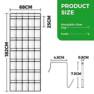 35 Pockets Over the Door Shoe Organizer, Shoe Rack for Front Door Entrance, Hanging Shoe Rack, Suitable for Balconies, Bathrooms, Wardrobes, Doors, and Other Locations (White)