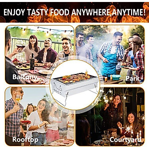 Charcoal Grills, Folding BBQ Grill Portable Grill with Reinforce Support Frame, Small Grill as Grill Accessories, Stainless Steel Table Top Grill Charcoal for Outdoor Cooking,Camping,Backyard Barbecue