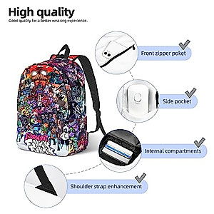 DHOUTSL Canvas Backpacks Friday Night Anime Funkin Laptop Backpack Unisex Multipurpose Double Shoulder Bag for Camping Travle Work Hiking Gifts