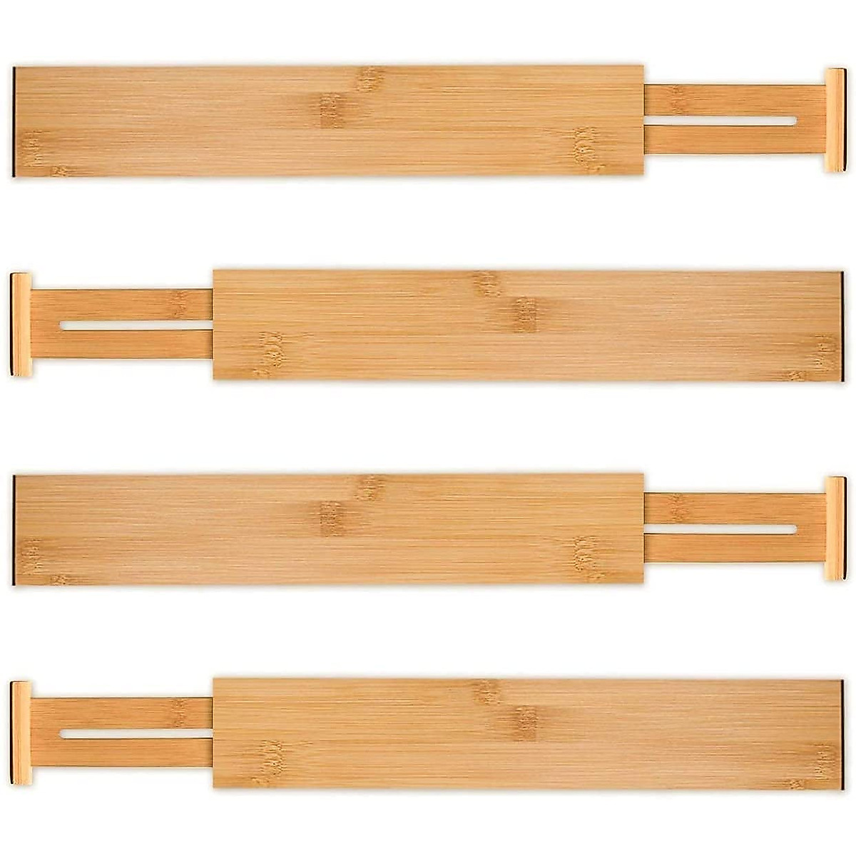 Utoplike 4 pcs Bamboo Kitchen Drawer Dividers(16.8-21.8IN) and Bamboo Cutlery Tray Silverware, Drawer Dividers for Kitchen Utensils
