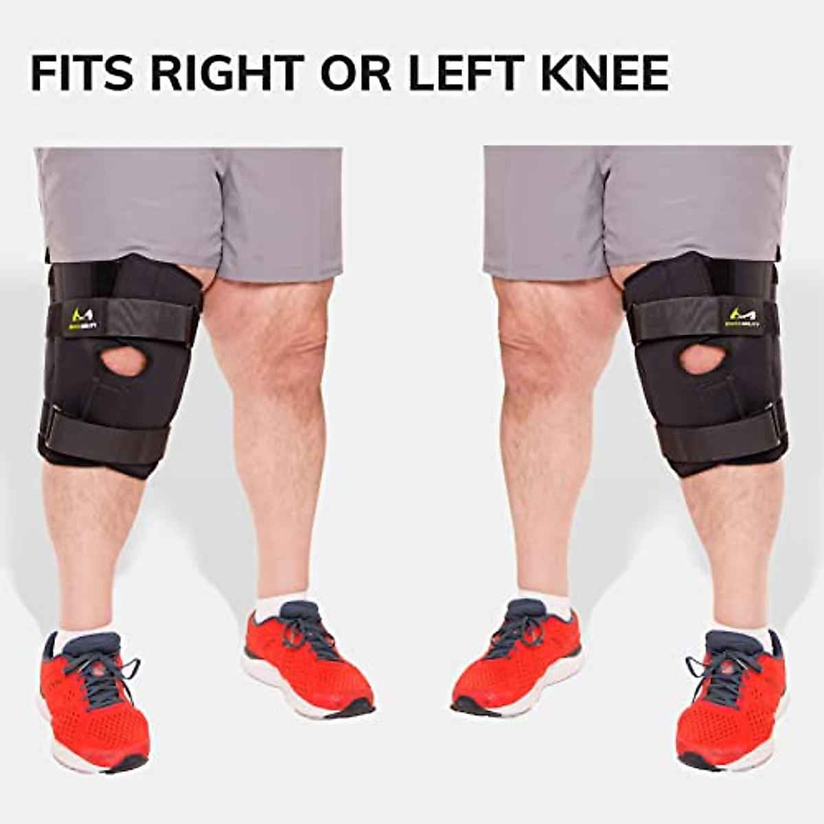 BraceAbility Plus Size Knee Brace with Hinges - Bariatric Compression Support for Obese Men and Women with Large Legs, Osteoarthritis, Patella Instability, Joint and Chronic Kneecap Pain Relief (9XL)