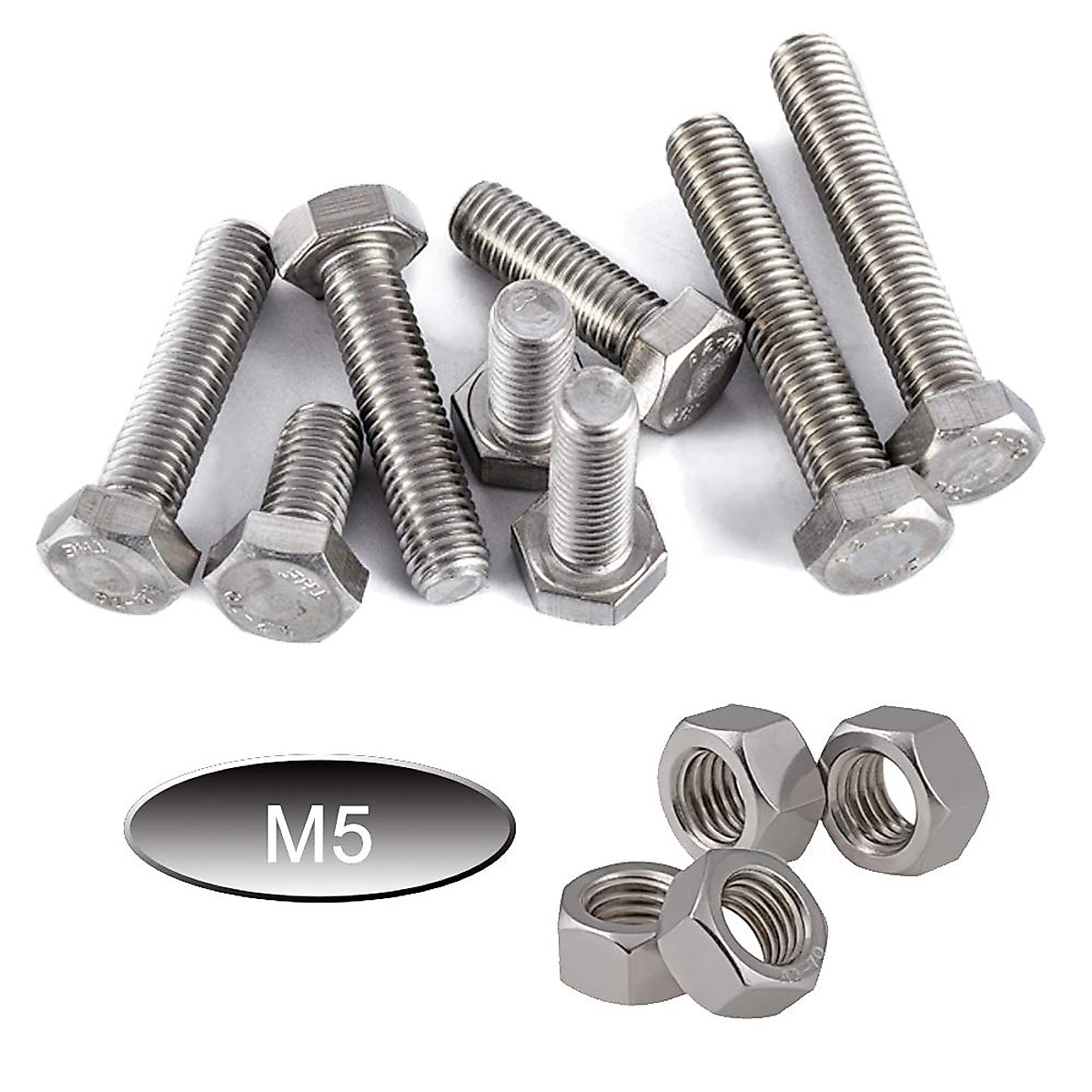 newlng M5 304 Stainless Steel Bolts and Nuts Kit, Hex Flat Head Cap Bolts Screws Nuts Hexagon Socket Head Screw,Heavy Duty Hex Bolts Nuts Assortment, Head Mechanical Parts Combination Box