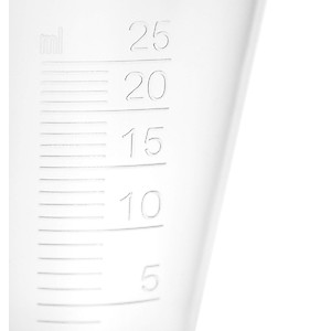 EISCO Conical Measure, 25ml - Polypropylene Plastic, Translucent - Pouring Spout - 1ml Raised Graduations - Hexagonal Base