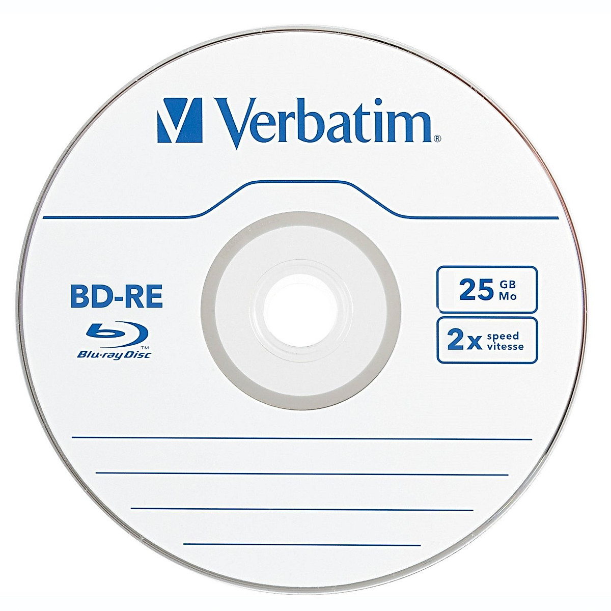 Verbatim BD-RE 25GB 2X with Branded Surface - 10pk Spindle,White