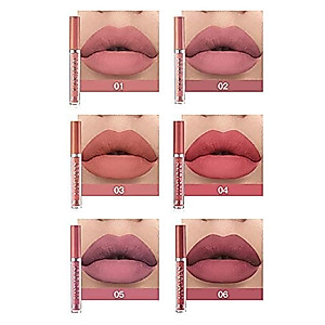 VeniCare 6Pcs Matte Liquid Lipstick Makeup Set, Matte liquid Long-Lasting Wear Non-Stick Cup Not Fade Waterproof Lip Gloss (Set B)