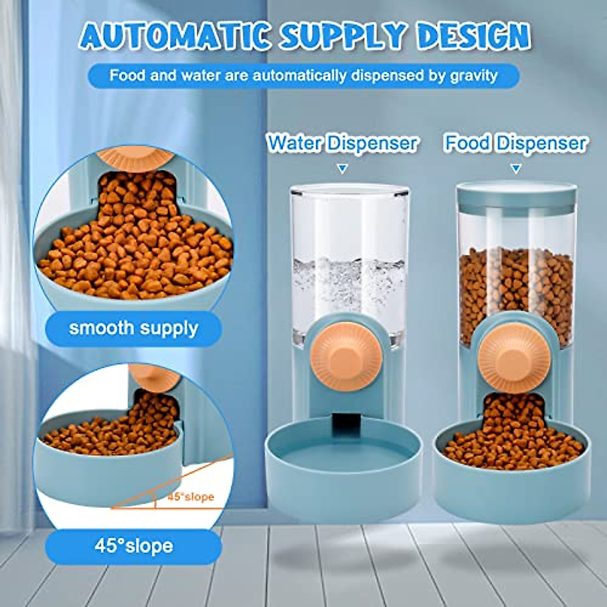 Jspupifip 35oz Rabbit Automatic Food Water Dispenser,Hanging Pet Food Water Dispenser Cage Automatic Feeder Set for Small Cats Dogs Rabbit Chinchilla Guinea Pig Hedgehog Ferret(Green)